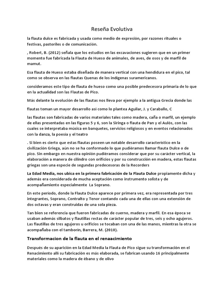 Evolución de la Flauta Dulce | PDF | Flauta | Grabadora (instrumento ...