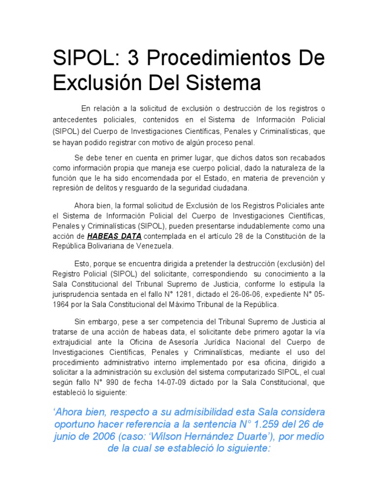 SIPOL | PDF | Derecho penal | Policía