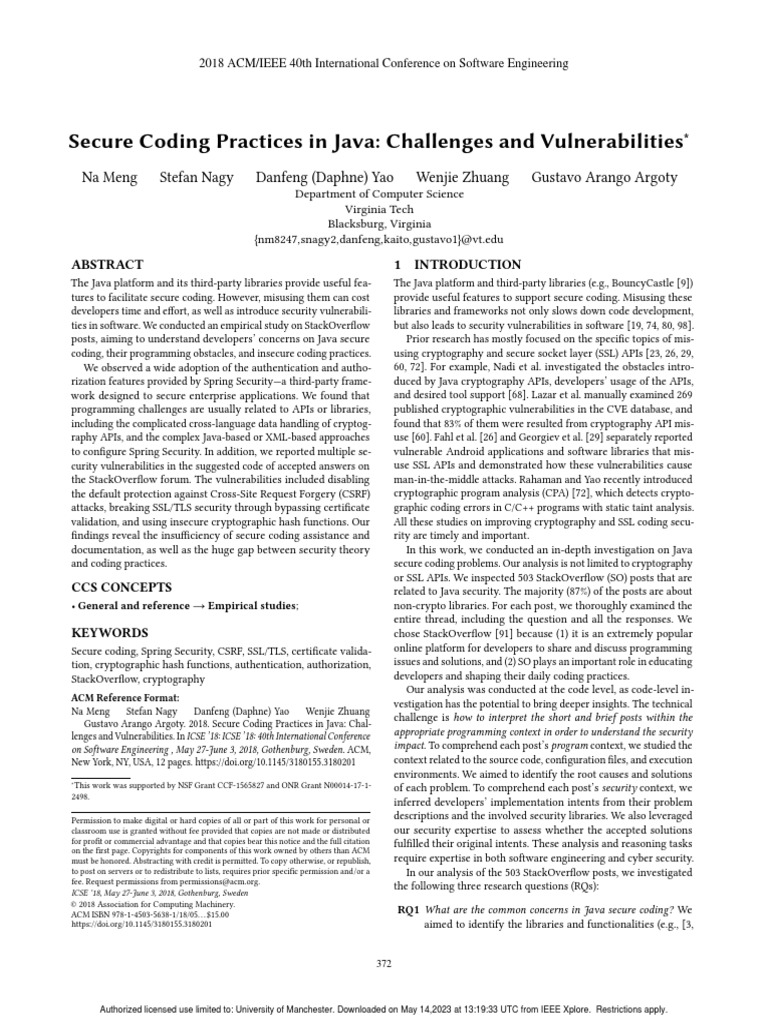 Secure Coding Practices in Java Challenges and Vulnerabilities | PDF ... Secure Coding Practices in Java Challenges and Vulnerabilities | PDF ...