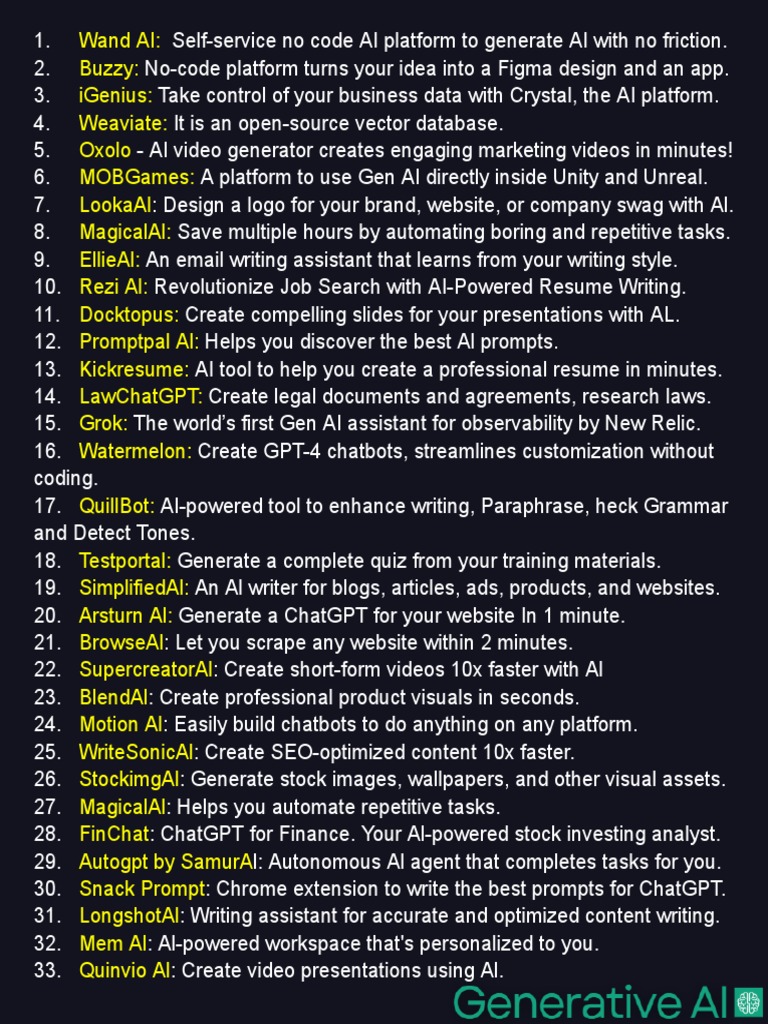 10+ Ai Tools | PDF | Artificial Intelligence | Intelligence (AI) & Semantics