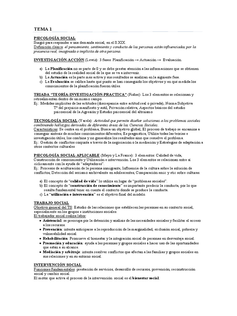 Psicología Social Esquema Resumen | PDF | Comportamiento | Altruismo