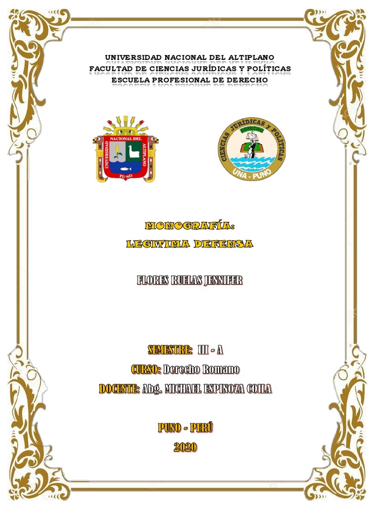Monografia Legitima Defensa Flores Ruelas Jennifer | PDF | Derecho ...