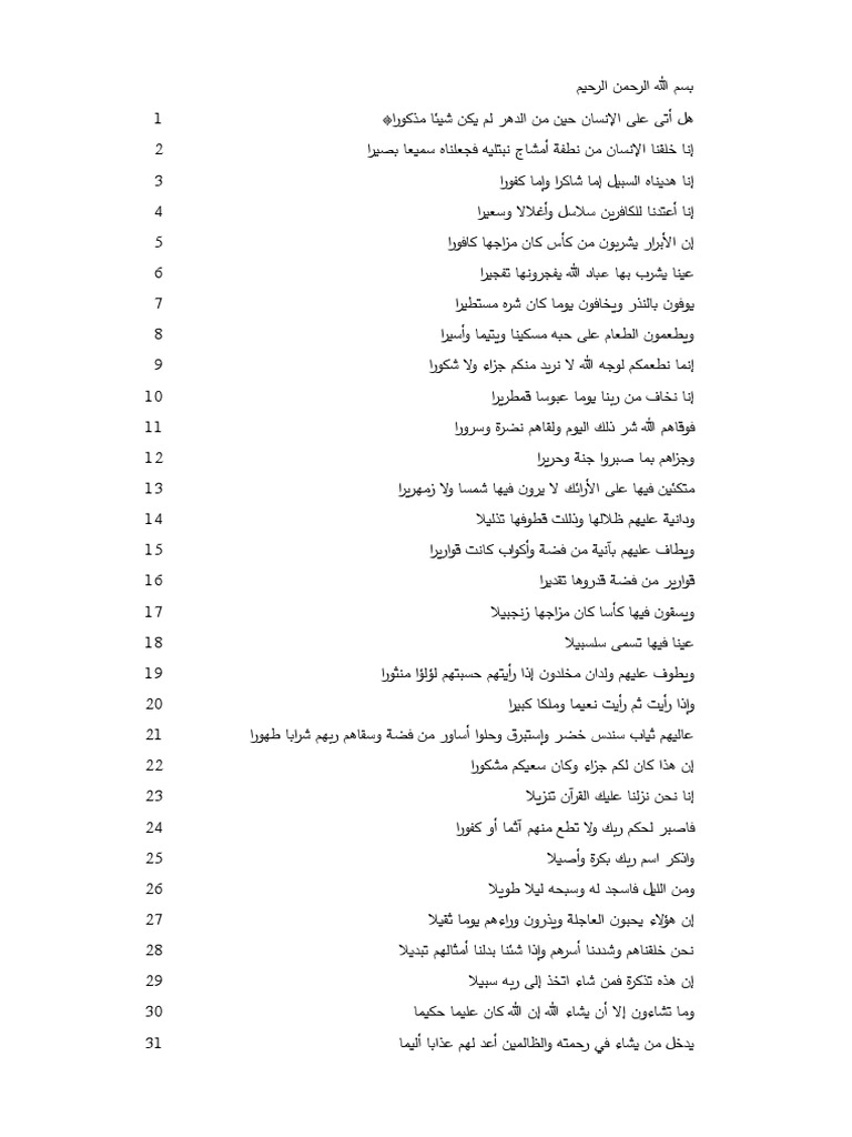 Surah Al Insan Full | PDF