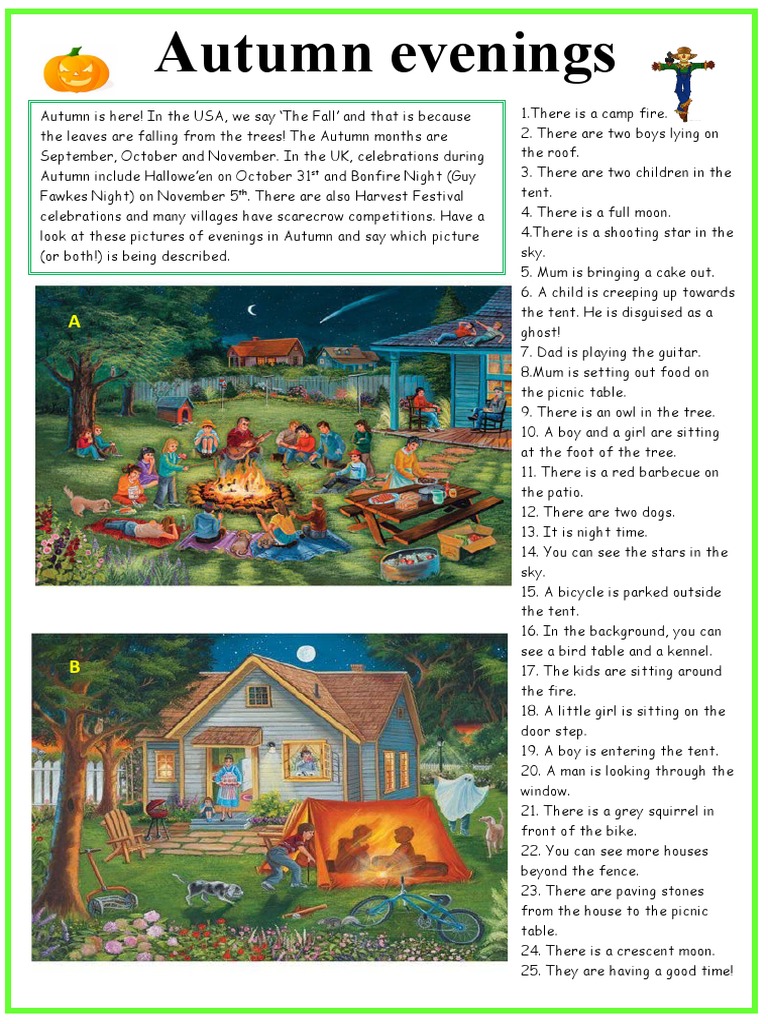 Autumn Evenings Picture Description Exercises | PDF