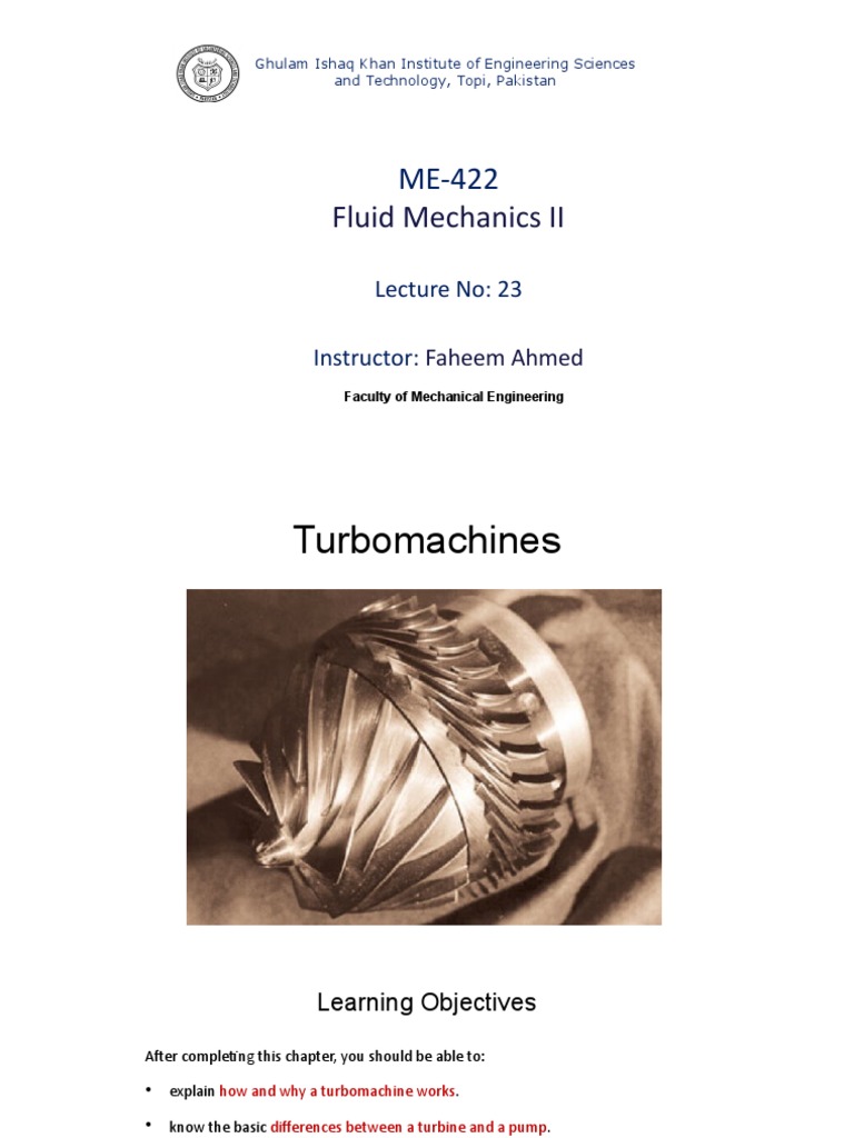 Lecture 23 - Turbomachines | PDF