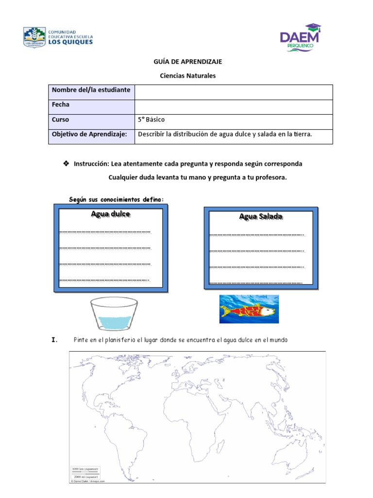 Evaluación sobre Agua Dulce y Salada 5° Básico | PDF