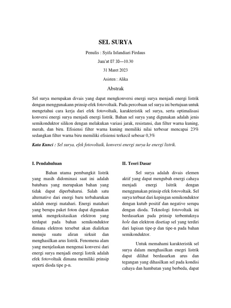 Syifa Isfandiari Firdaus Paper M6 Sel Surya | PDF