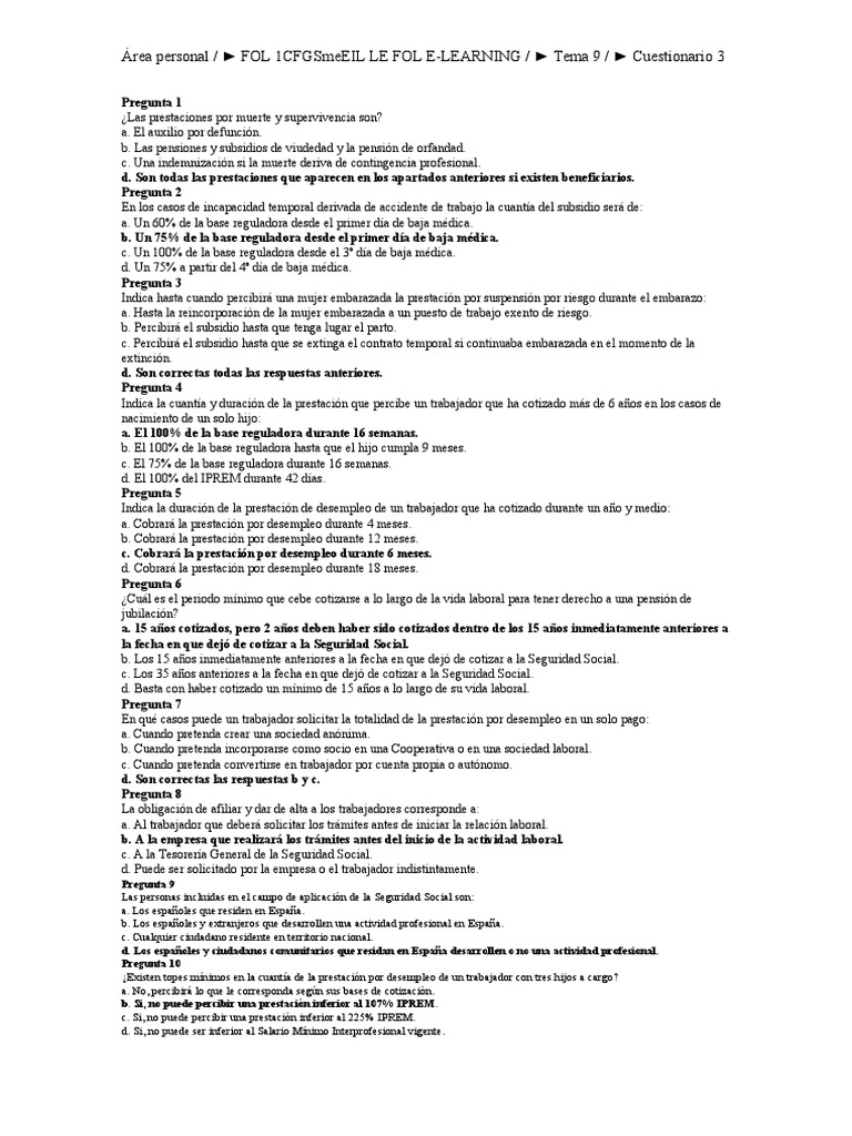 Fol Tema 9 Cuestionario 3 | PDF | Economias