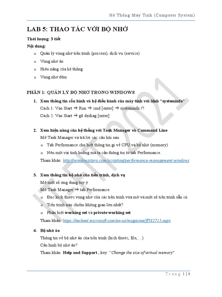 Lab5 - Thao Tac Voi Bo Nho Win-Linux | PDF