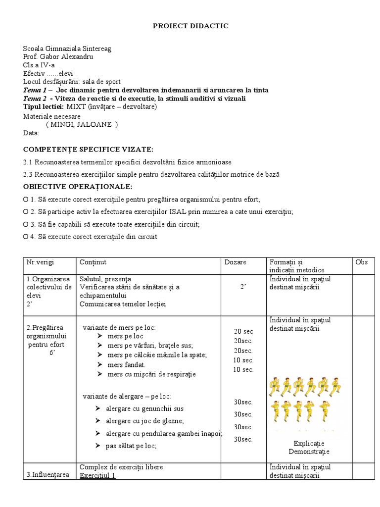 Proiect Didactic Clasa a-IV-B | PDF