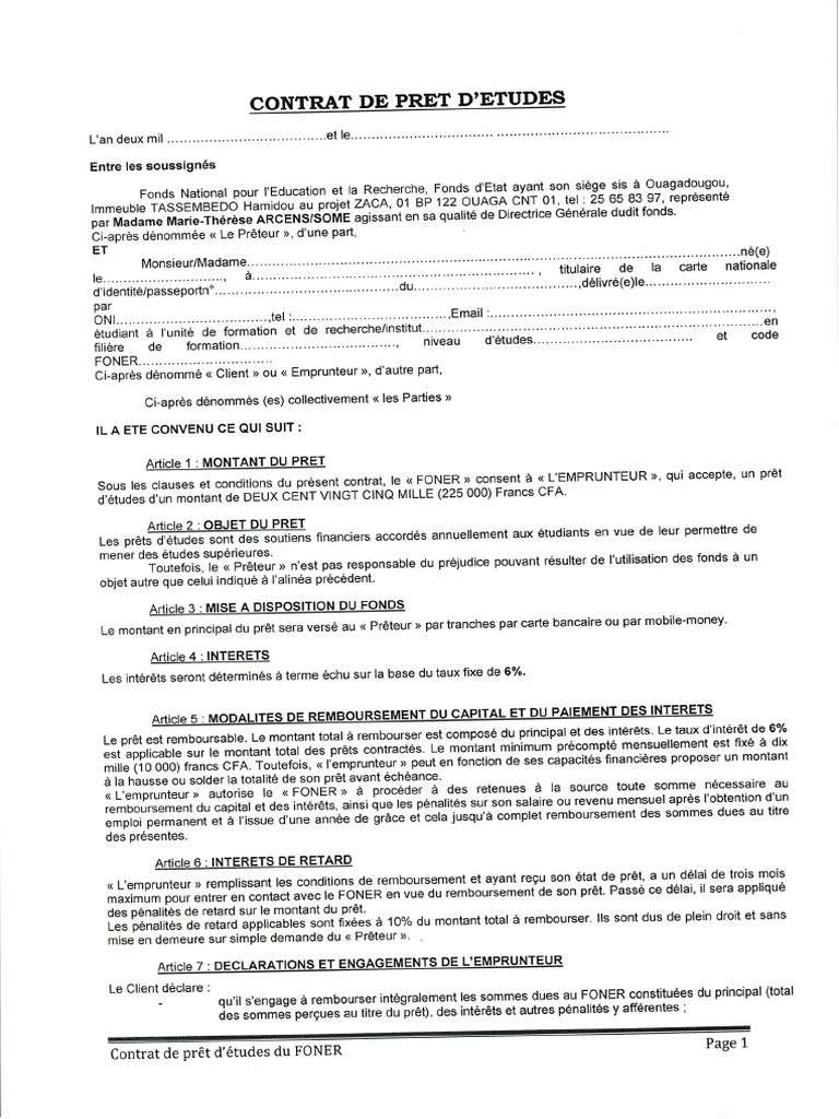 Contrat Pret | PDF