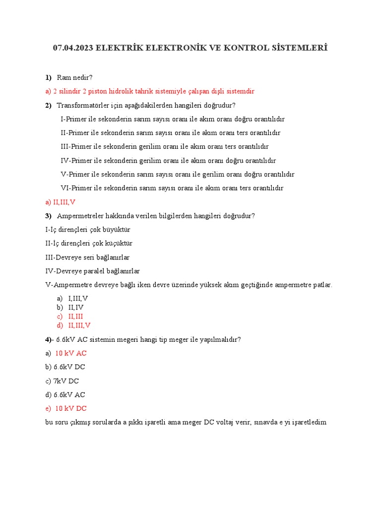 Elektri̇k Elektroni̇k Ve Kontrol Si̇stemleri̇ | PDF
