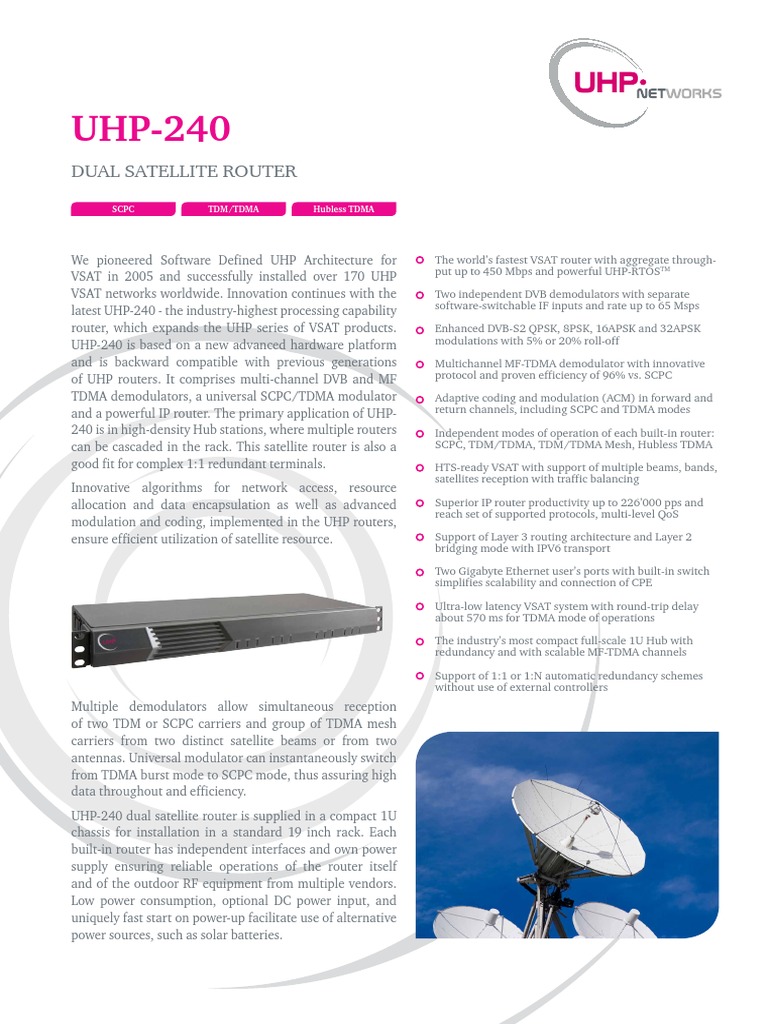 Uhp Networks 108 Dual Satellite Router Uhp240 | PDF | Computer Network ...