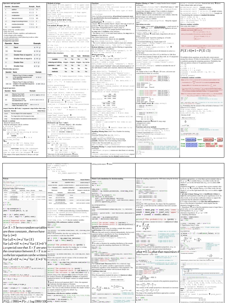 DAO Cheatsheet | PDF | Variance | Standard Deviation