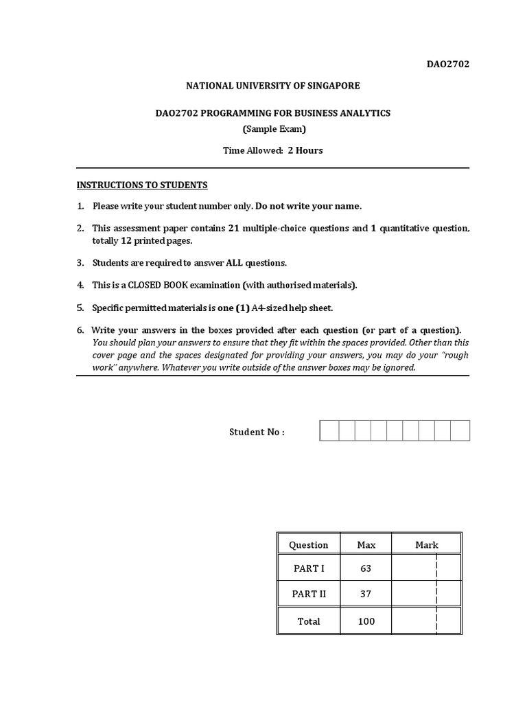 DAO2702 - Sample Exam | PDF | P Value | Null Hypothesis