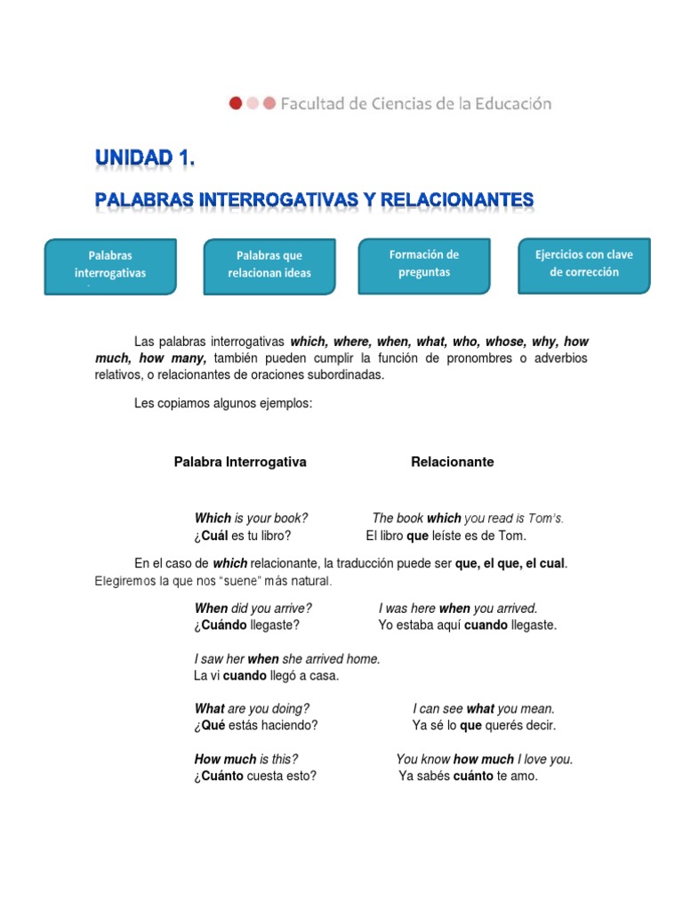 Uso de palabras interrogativas en inglés | PDF | Traducciones | Palabra