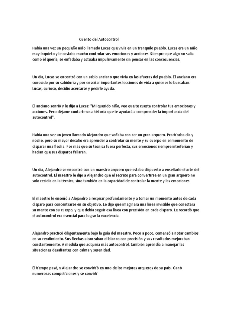 Cuento Del Autocontrol | PDF