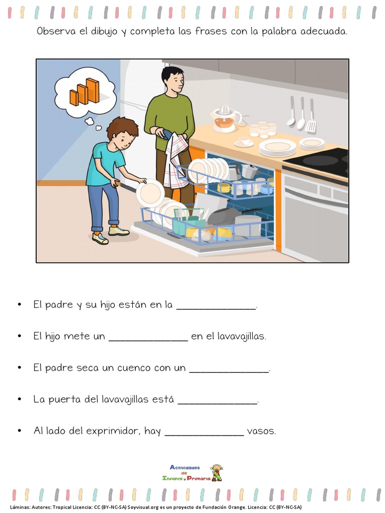 Completa las frases con dibujos | PDF