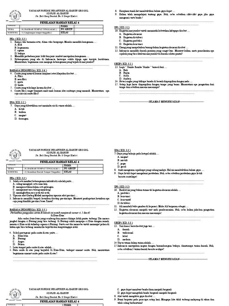 Soal PH Tema 8 | PDF