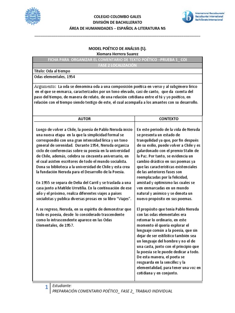 Oda al Tiempo: Análisis Poético | PDF | Poesía | Ritmo