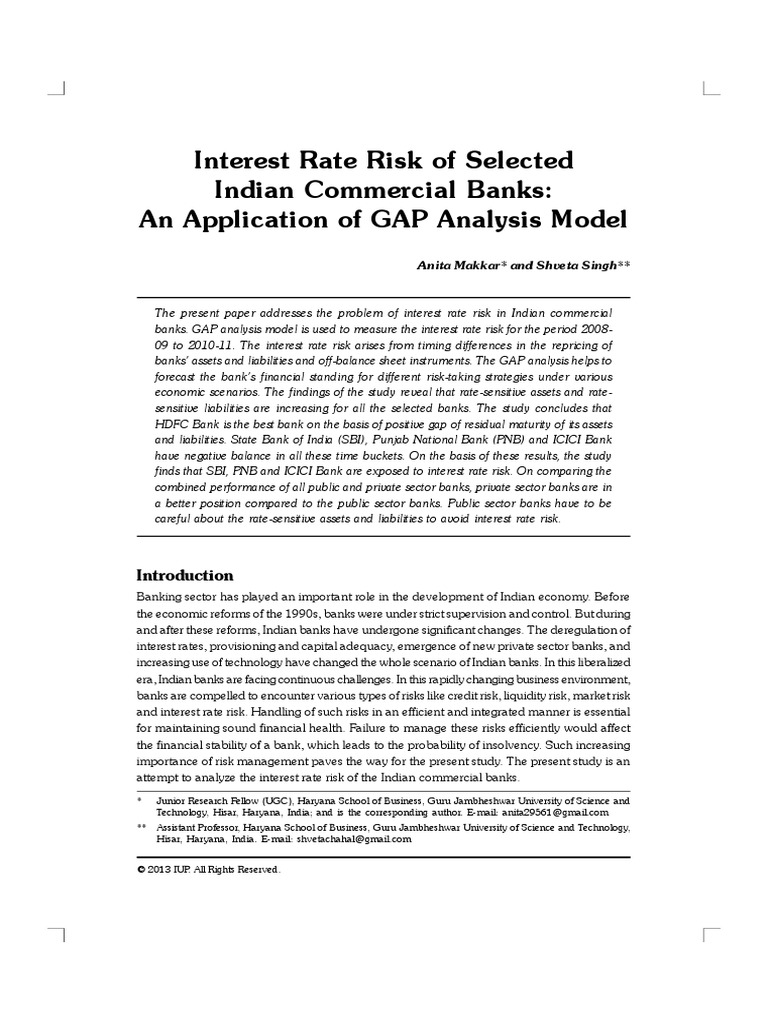 Interst Rate Risk With DGAP | PDF | Banks | Risk