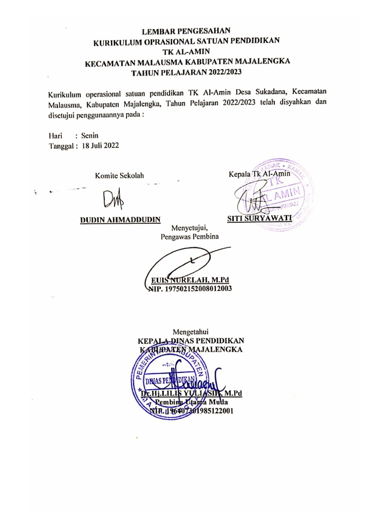 2.1 C Lembar Pengesahan Kurikulum | PDF