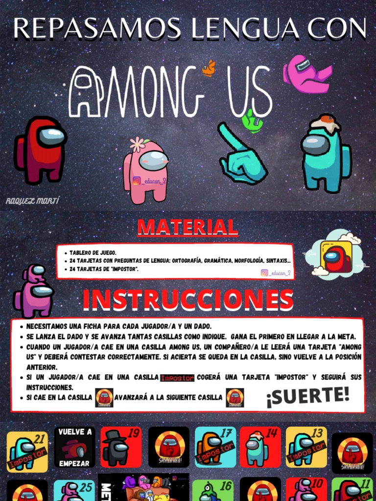 TABLERO-AMONG-US-1 (1) Lengua | Descargar gratis PDF | Ciencia cognitiva | Idiomas