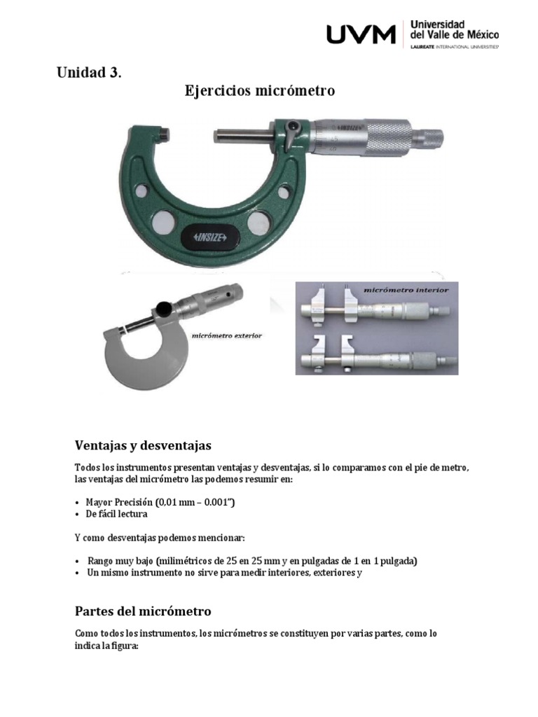 U3 - Actividad10 - Ejercicios Micrómetro | Descargar gratis PDF | Longitud