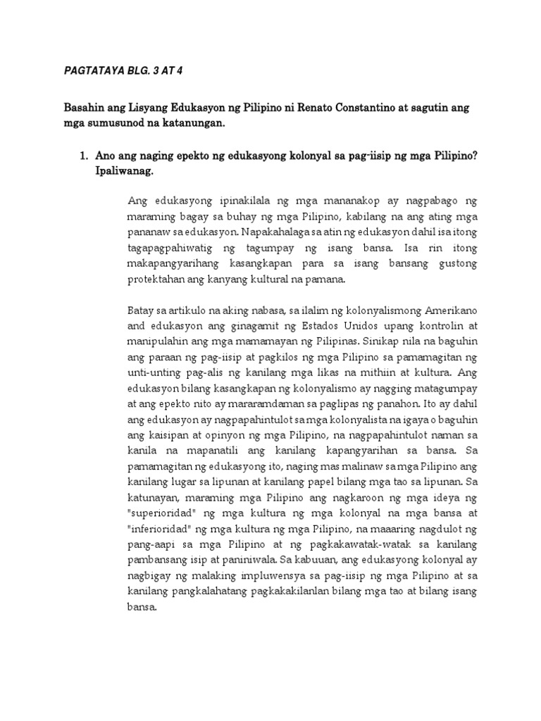 Pagtataya BLG 3 at 4 | PDF