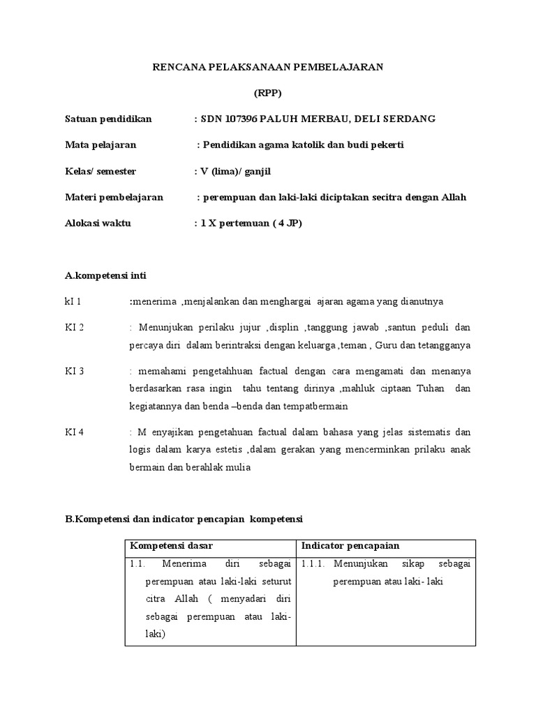 RPP Kelas 5 | PDF
