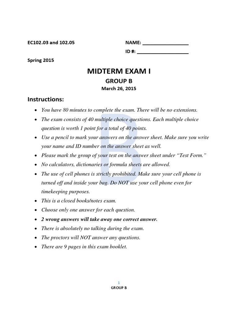 EC102 Spring 2015 Midterm Exam Group B | PDF | Full Employment ...