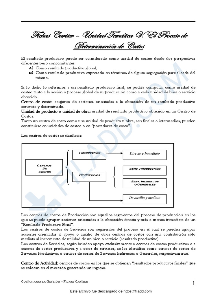 Fichas Cartier - 5 - El Proceso de Determinacion de Costos | PDF | Costo | Economias