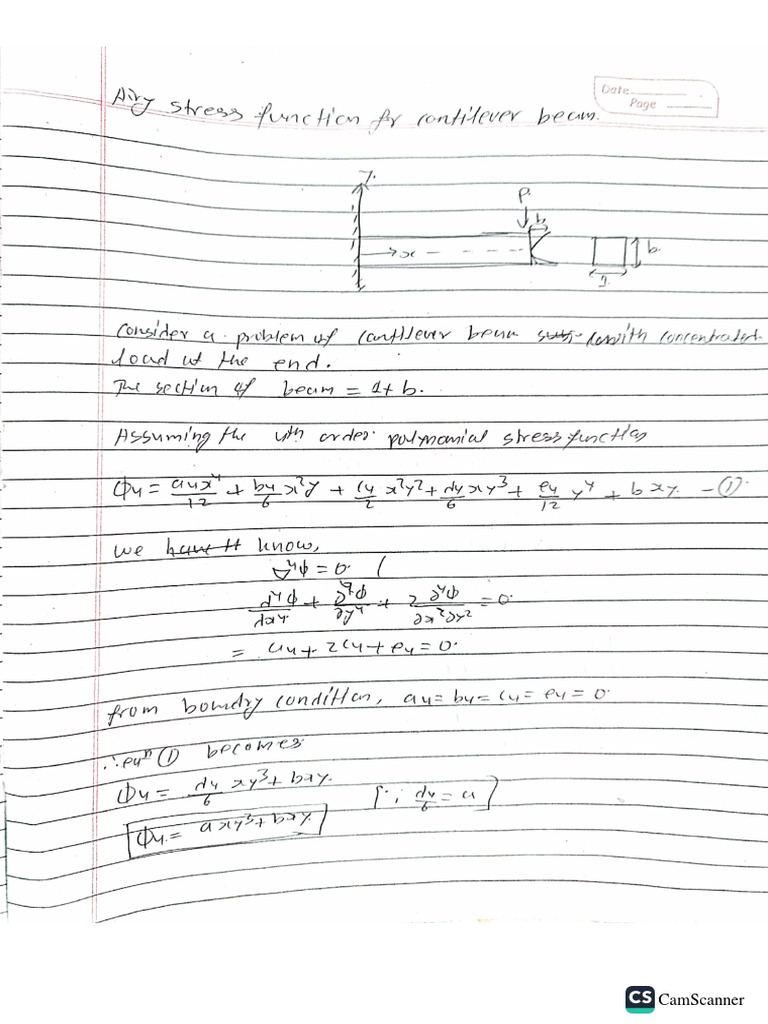 Airy Stress Function For Cantilever Beam | PDF