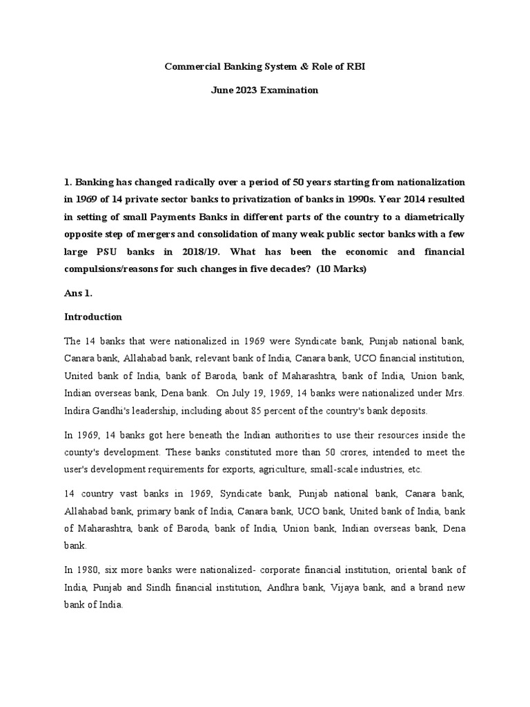 Commercial Banking System Role of RBI AM ST Ncjhai | PDF | Banks | Credit