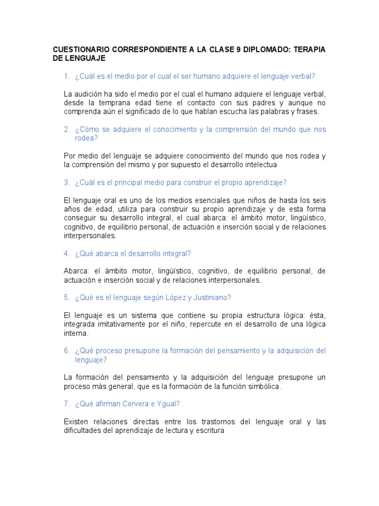 Tarea 9 Lenguaje | Descargar gratis PDF | Palabra | Aquisición de idioma