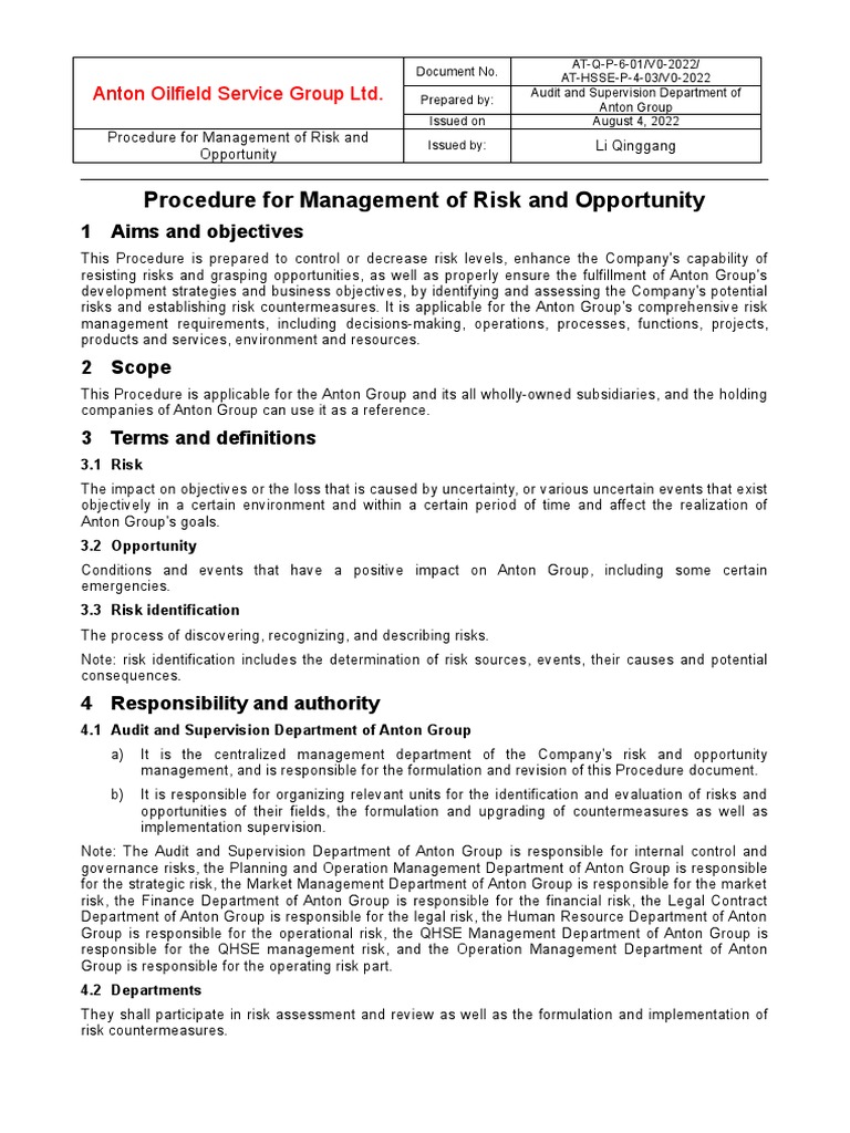 4.3 Risk and Opportunity Management Process (AT-HSSE-P-4-03-V0-2022 ...