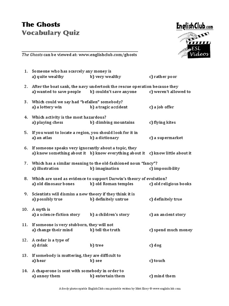 EC - The Ghosts Vocabulary Quiz | PDF | Science