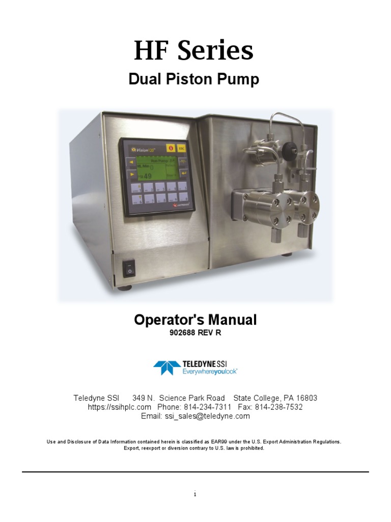 HF Series Pumps Operators Manual | PDF | Pump | Valve