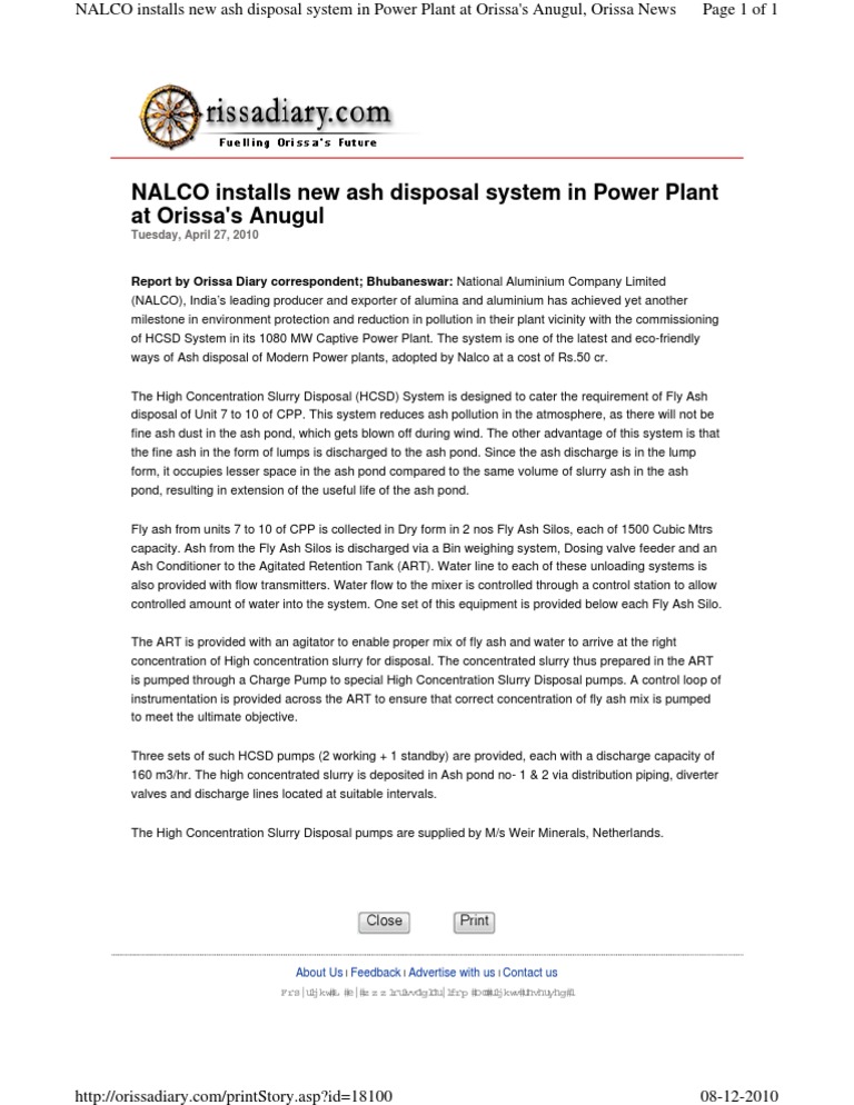 HCSD System | PDF | Fly Ash | Pump