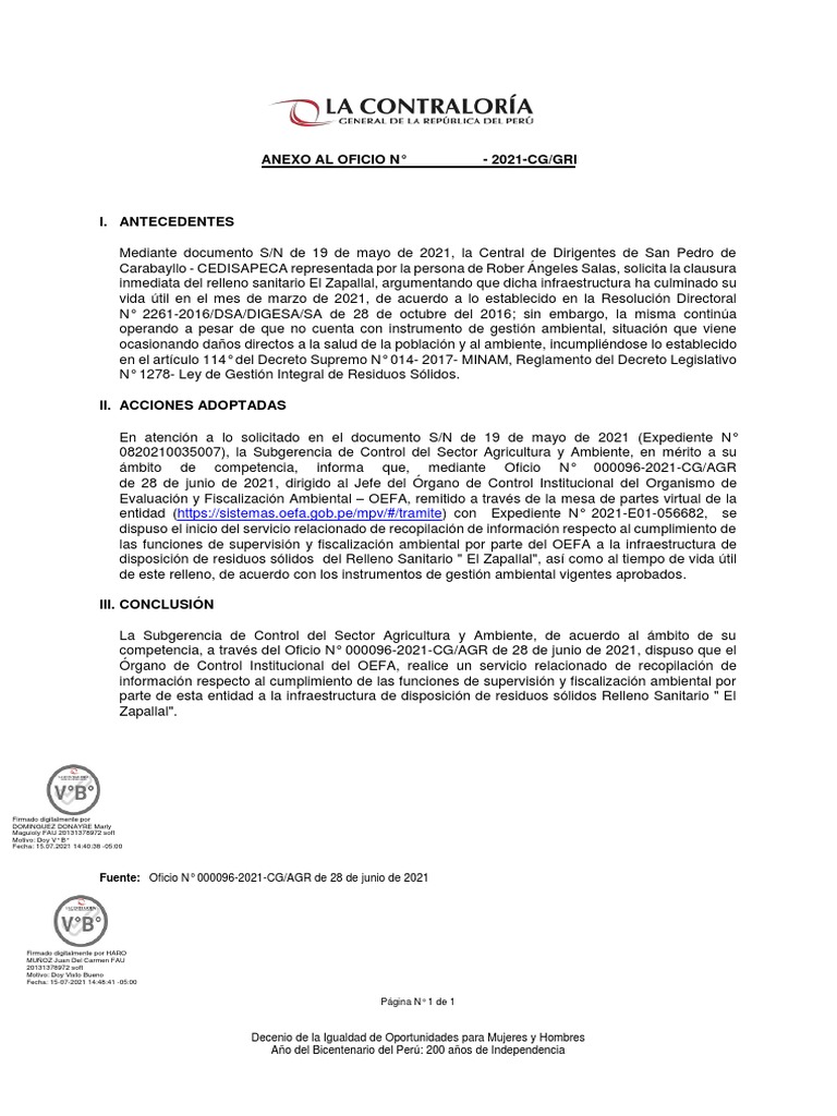 Anexo Al Oficio - 0820210035007 | PDF | Gobierno