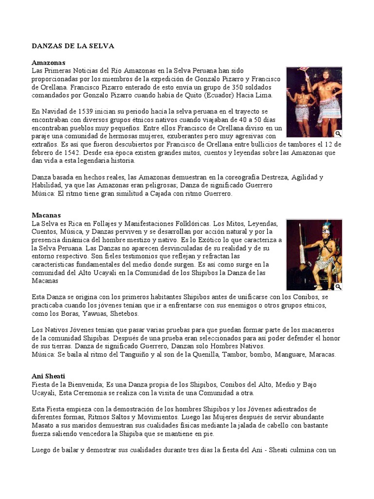 Danzas de La Selva | PDF | río Amazonas | Selva amazónica