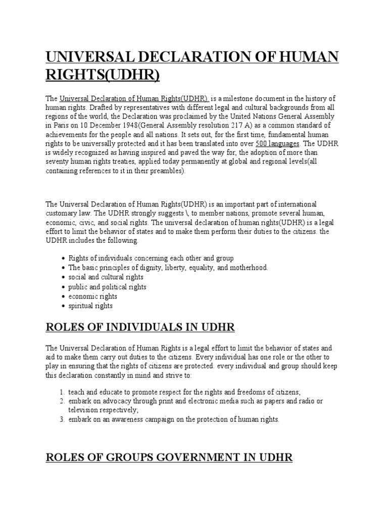 Project On Universal Declaration of Human Rights (Udhr) .Edited-2 | PDF ...