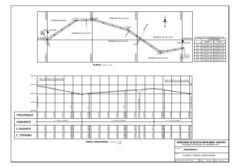 MODELO DE PLANTA Y PERFIL LONGITUDINAL (1) | PDF | Cartografía | Geodesia