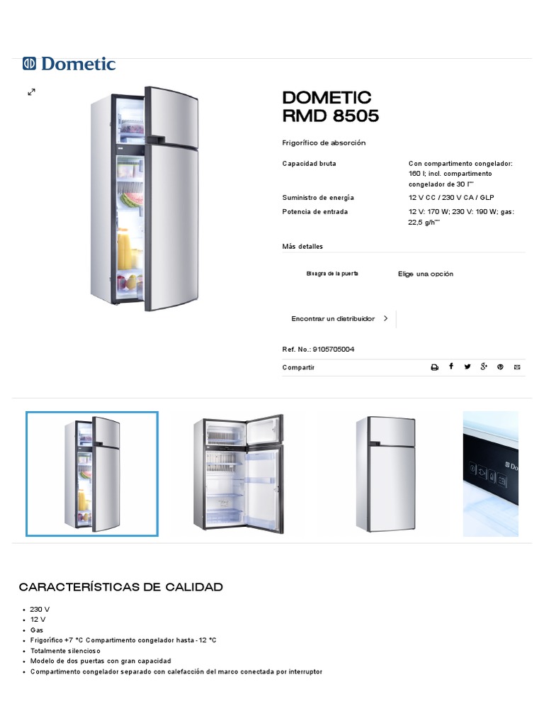 Dometic RMD 8505 - Dometic Spain | PDF | Refrigerador | Ciencias fisicas