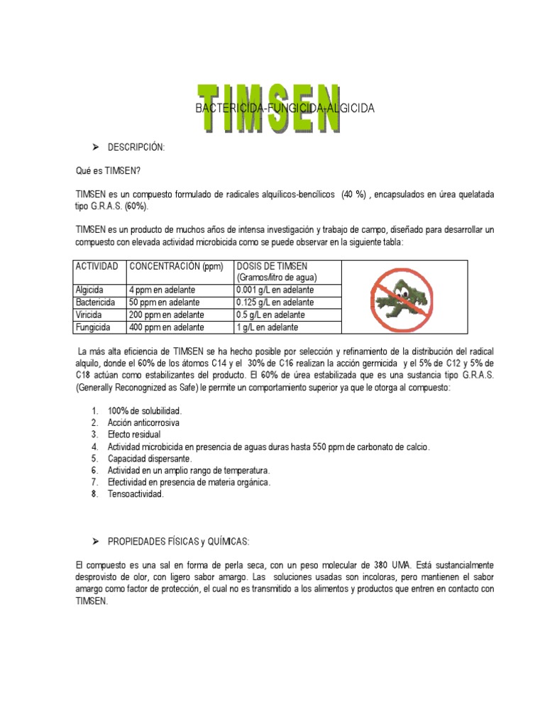 Timsen Ficha Enviar | Descargar gratis PDF | Agua | Química