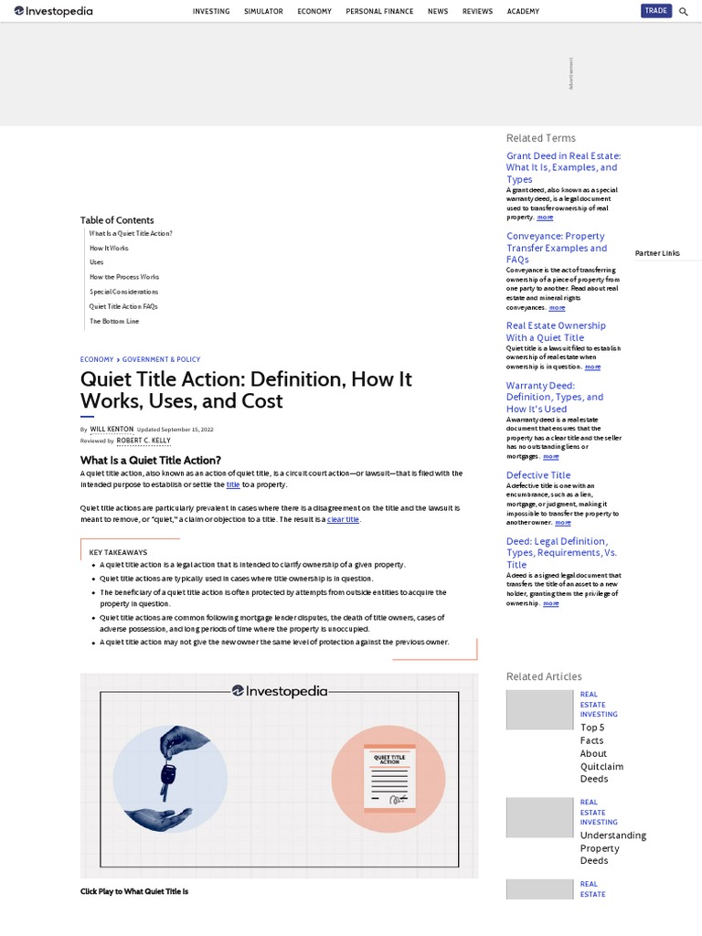Quiet Title Action - Definition - How It Works - Uses - and Cost | PDF ...