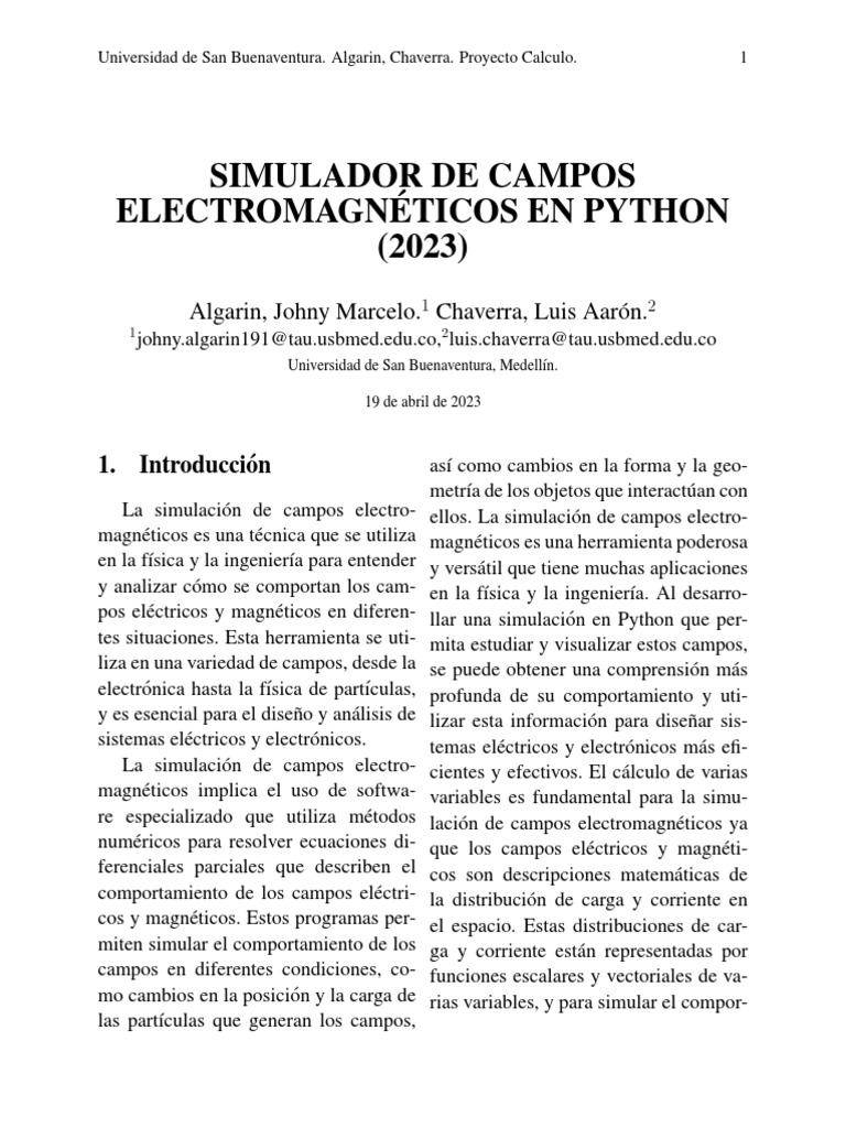 Simulador Python | PDF | Electromagnetismo | Campo magnético