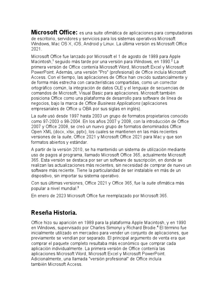 Versiones de Office | PDF | Microsoft Office | Introducciones relacionadas con la computadora