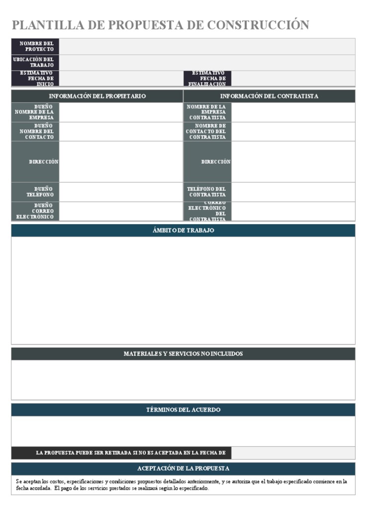 IC Construction Proposal Template ES | PDF