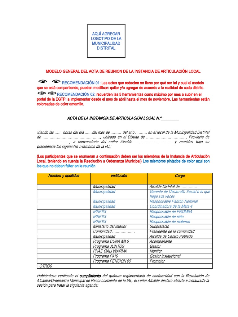 Modelo de Acta de La IAL | PDF